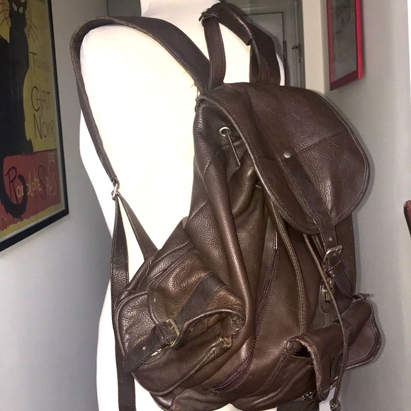 Vintage | Bags | Extra Large Vintage Brown Leather Backpack | Poshmark